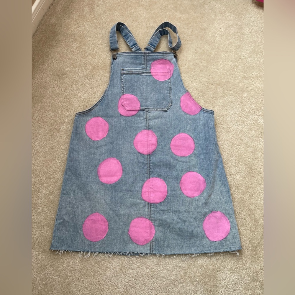 Tinseltown Overall Dress With Pink Polka Dots - Size:… - Gem